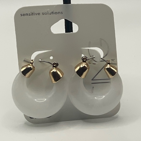 Jewelry | New Icing Gold And White Hoop Earrings | Poshmark